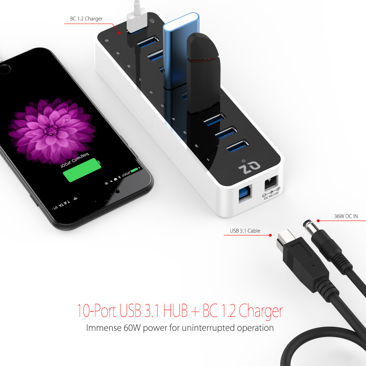 Buy QZ USB Power Hub | USB Hub With Power Adapter | USB Hub With Power ...