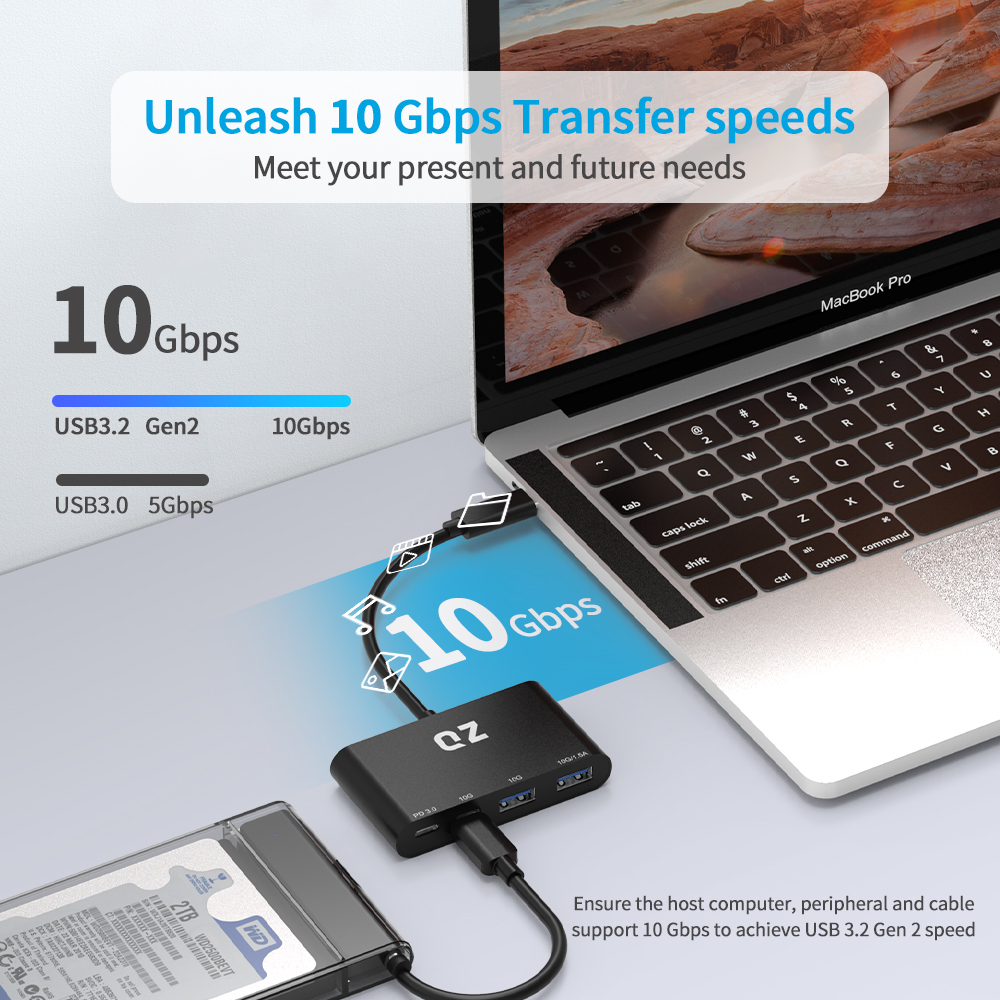 Buy QZ USB 3.2 Hub | USB Hub 3.2 10 Gbps | 3.2 Type C | USB Type C 3.2 Hub | USB C 3.2 | USB C 3 ...