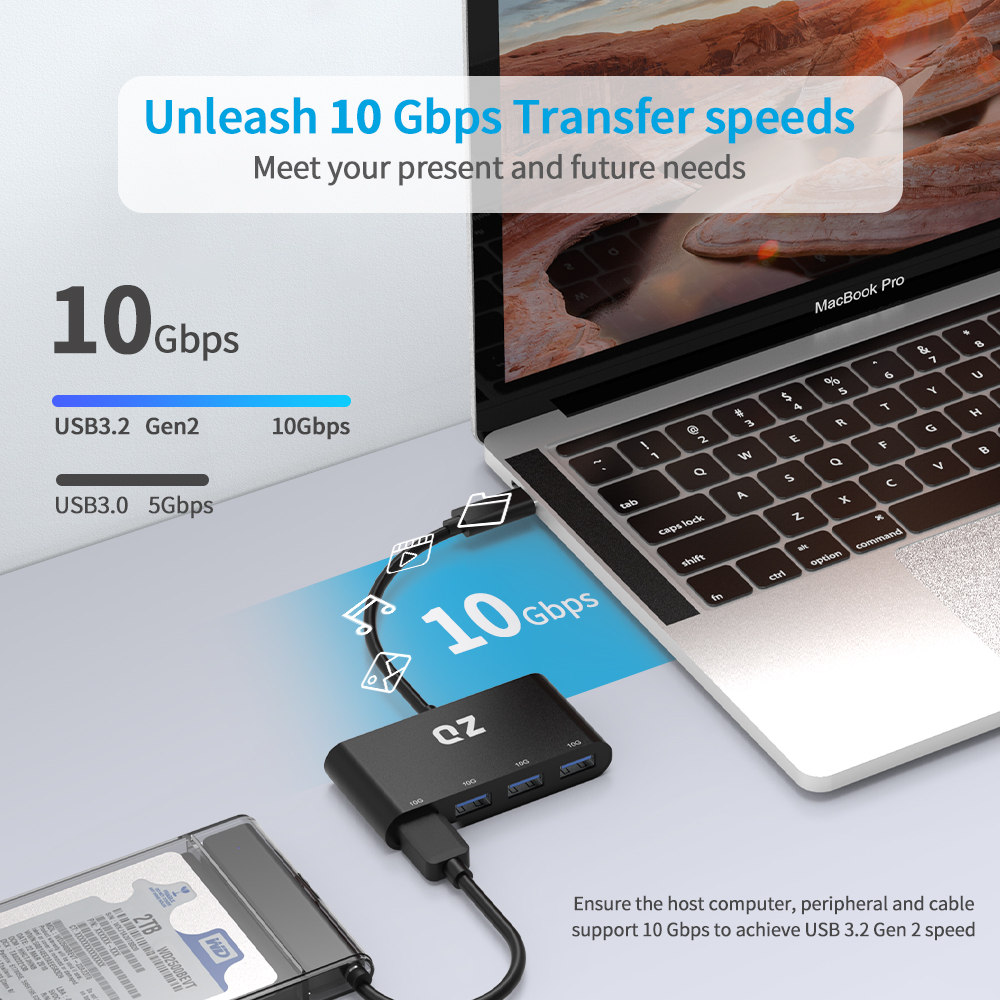 Buy QZ USB hub 3.2 | 3.2 gen 2 hub 10gbps | USB port 3.2 | USB hub 3.2 ...