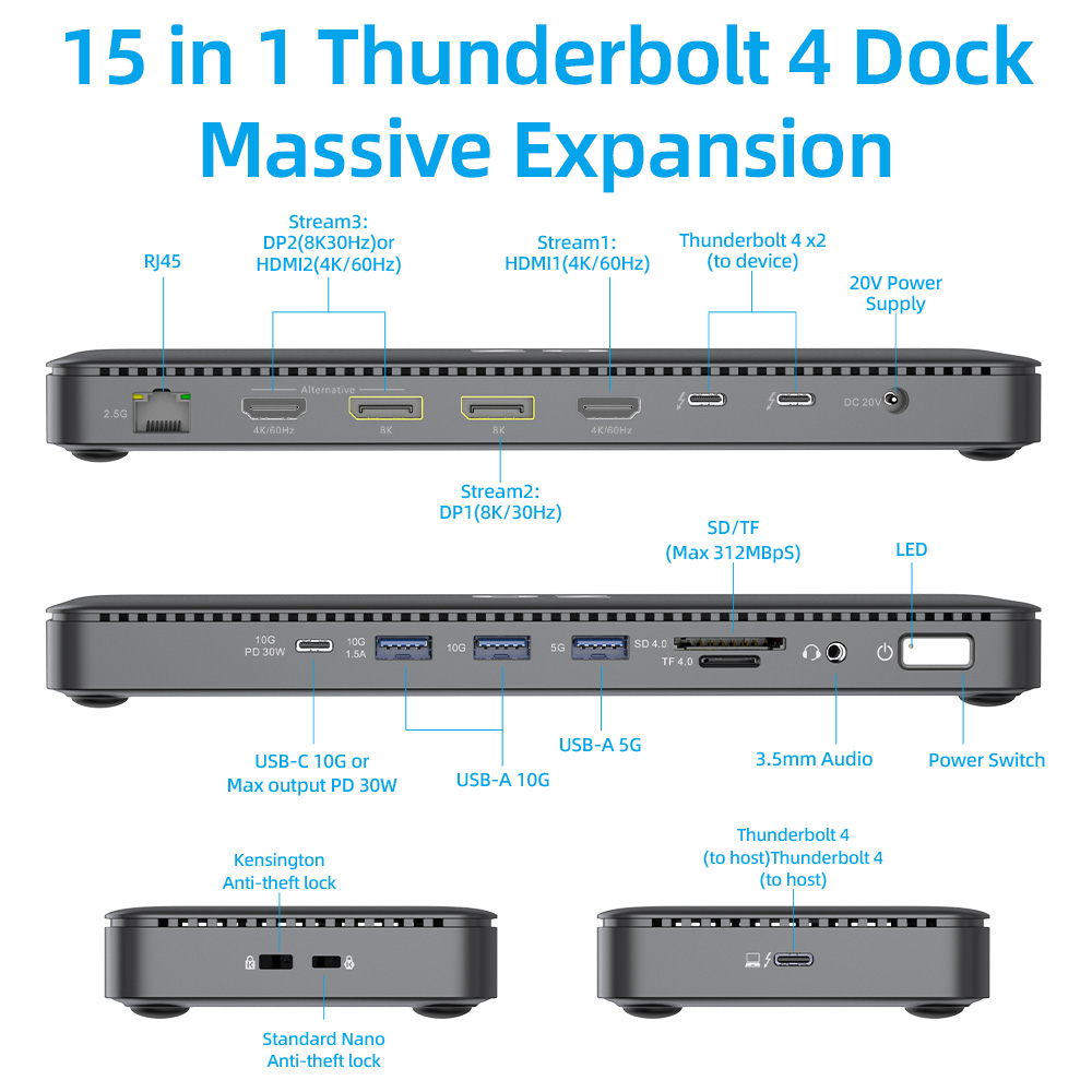 Buy QZ Thunderbolt 4 Dock | Thunderbolt Docking Station | TBT4 Dock ...